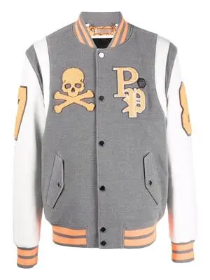 Philipp Plein Patch-detail Varsity Jacket - Grey