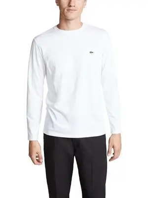 Lacoste Crew Neck Pima Cotton Jersey Long Sleeve T-shirt White