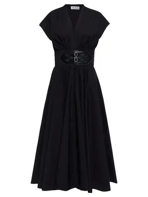 ALAÏA Alaïa Belted Cotton Poplin Midi Dress