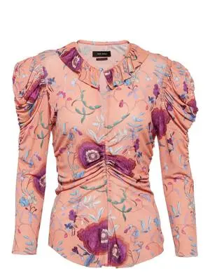 Isabel Marant Jen Floral Velvet Top - White