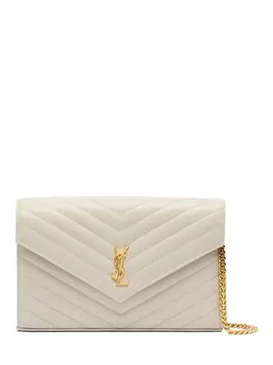 Saint Laurent Cassandre Matelassé Leather Bag - White