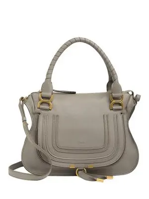 Chloé Chloé Medium Marcie Leather Satchel Cashmere Grey