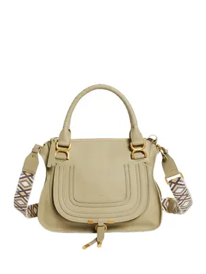 Chloé Chloé Medium Marcie Leather Satchel Slate Green