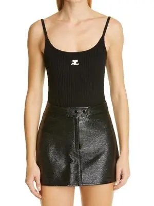 COURREGES Courrèges Logo Rib Knit Tank Black