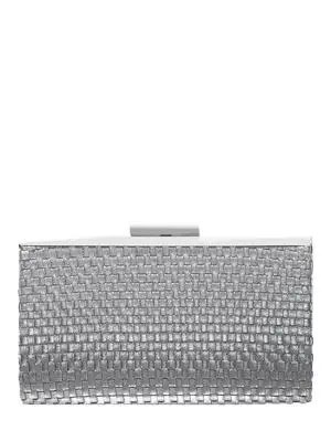 Nina Lena Woven Frame Clutch - Silver