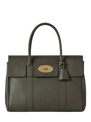 Mulberry Bayswater Grained Leather Satchel Juniper Green