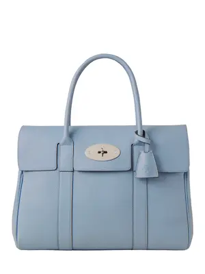 Mulberry Bayswater Grained Leather Satchel Poplin Blue