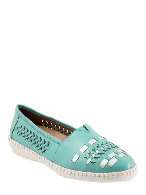 Trotters Trotters Rory Woven Flat Aqua Blue/ Silver