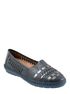 Trotters Trotters Rory Woven Flat Navy/ Silver