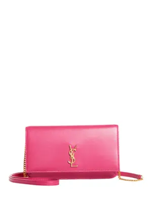 Saint Laurent Monogram Phone Shoulder Bag Fuxia Couture