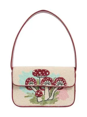 Staud Tommy Beaded Shoulder Bag - Mushroom Tea