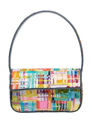 Staud STAUD Tommy Beaded Shoulder Bag Patchwork Plaid