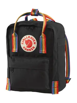 Fjallraven Fjällräven Mini Kånken 13-Inch Laptop Backpack Black/ Rainbow Pattern