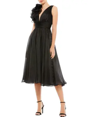 Mac Duggal Mac Duggal Empire Rosette Midi Dress Black