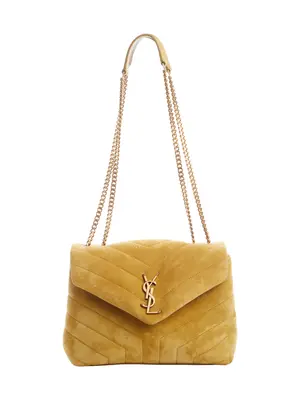 Saint Laurent Saint Laurent Medium Lou Suede Shoulder Bag Chartreuse