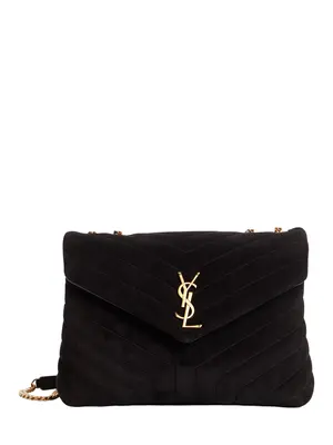 Saint Laurent Saint Laurent Medium Lou Suede Shoulder Bag Nero/nero/ Nero