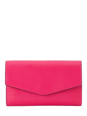 OLGA BERG Faux Leather Envelope Clutch Fuchsia