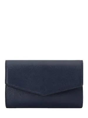 OLGA BERG Faux Leather Envelope Clutch Navy