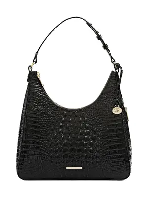 Brahmin Tabitha Croc Embossed Leather Shoulder Bag - Black Melbourne