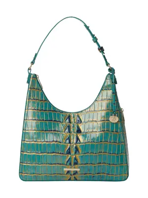 Brahmin Brahmin Tabitha Croc Embossed Leather Shoulder Bag Parakeet