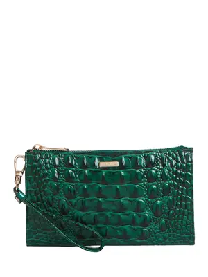 Brahmin Brahmin Daisy Croc Embossed Wristlet Emerald