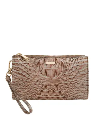 Brahmin Brahmin Daisy Croc Embossed Wristlet Silver Lining