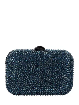 OLGA BERG Olga Berg Casey Hot Fix Crystal Clutch Blue