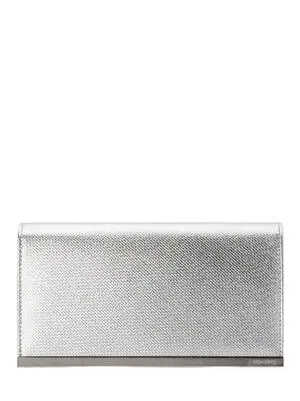 OLGA BERG Maddie Metallic Embossed Foldover Clutch - Silver