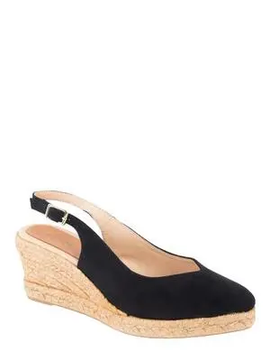 PATRICIA GREEN Poppy Slingback Espadrille Wedge - Black