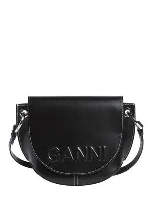 GANNI Banner Recycled Leather Saddle Bag - Black