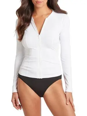 SEA LEVEL Sea Level Zip Long Sleeve Rashguard Top White