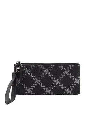 Hobo HOBO 'Vida' Leather Clutch Black Metallic Woven