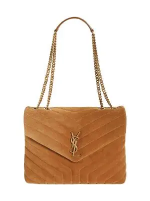 SAINT LAURENT Saint Laurent Medium Loulou Quilted Suede Shoulder Bag