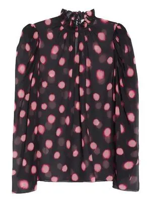 Saloni Polka Dot Silk Blouse - Blush Large Polka
