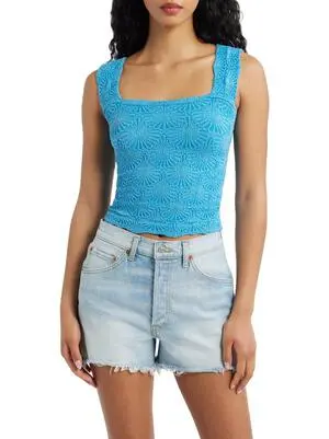 Free People Love Letter Floral Knit Camisole - Hyper Teal