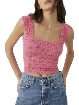 Free People Free People Love Letter Floral Knit Camisole Pompom