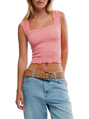 Free People Free People Love Letter Floral Knit Camisole Raspberry Cake