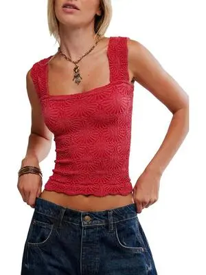 Free People Love Letter Floral Knit Camisole - Salsa