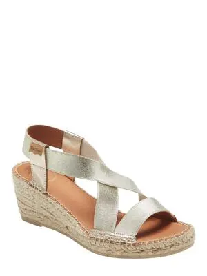TONI PONS Tura Espadrille Wedge - Platinum Leather