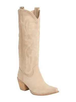 Jeffrey Campbell Rancher Knee High Western Boot - Beige Suede