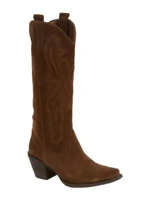Jeffrey Campbell Rancher Knee High Western Boot - Brown Suede