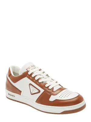 Prada Prada Downtown Logo Low-Top Sneakers Bianco/ Tabacco