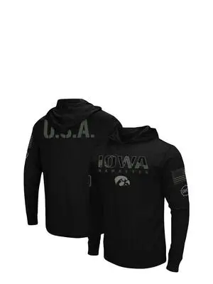 COLOSSEUM Iowa Hawkeyes Oht Military Appreciation Long Sleeve Hoodie T-shirt - Black
