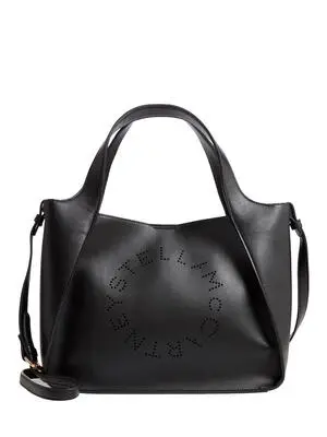 Stella McCartney Perforated Logo Faux Leather Satchel - Black