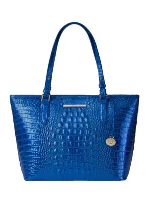 Brahmin Brahmin Medium Asher Croc Embossed Leather Tote Cobalt Potion