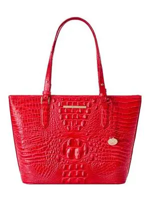 Brahmin Brahmin Medium Asher Croc Embossed Leather Tote Sriracha