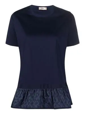 Herno Ruffled-hem T-shirt - Blue