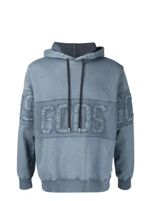 Gcds Logo-embroidered Hoodie - Blue