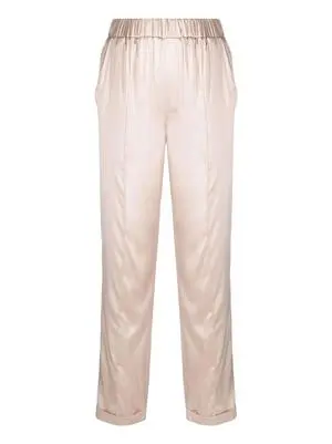 Max & Moi Elasticated-waistband Silk Trousers - Neutrals