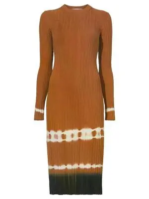 Proenza Schouler White Label Ribbed-knit Tie-dye Midi Dress - Brown